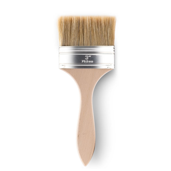 3" Wide Flat Brush with Natural Bristles and Wooden Handle